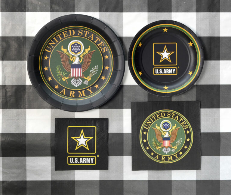 US Army – Plates Round 9″ Army Seal 8-pack – Havercamp Party Products