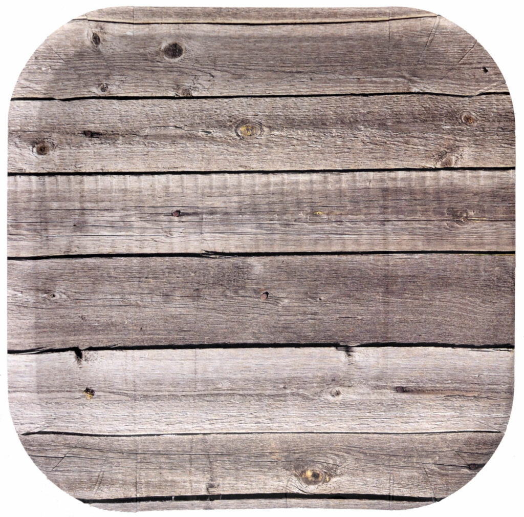 Farm Table – Plates Square 9″ Barnwood 8-pack – Havercamp Party Products
