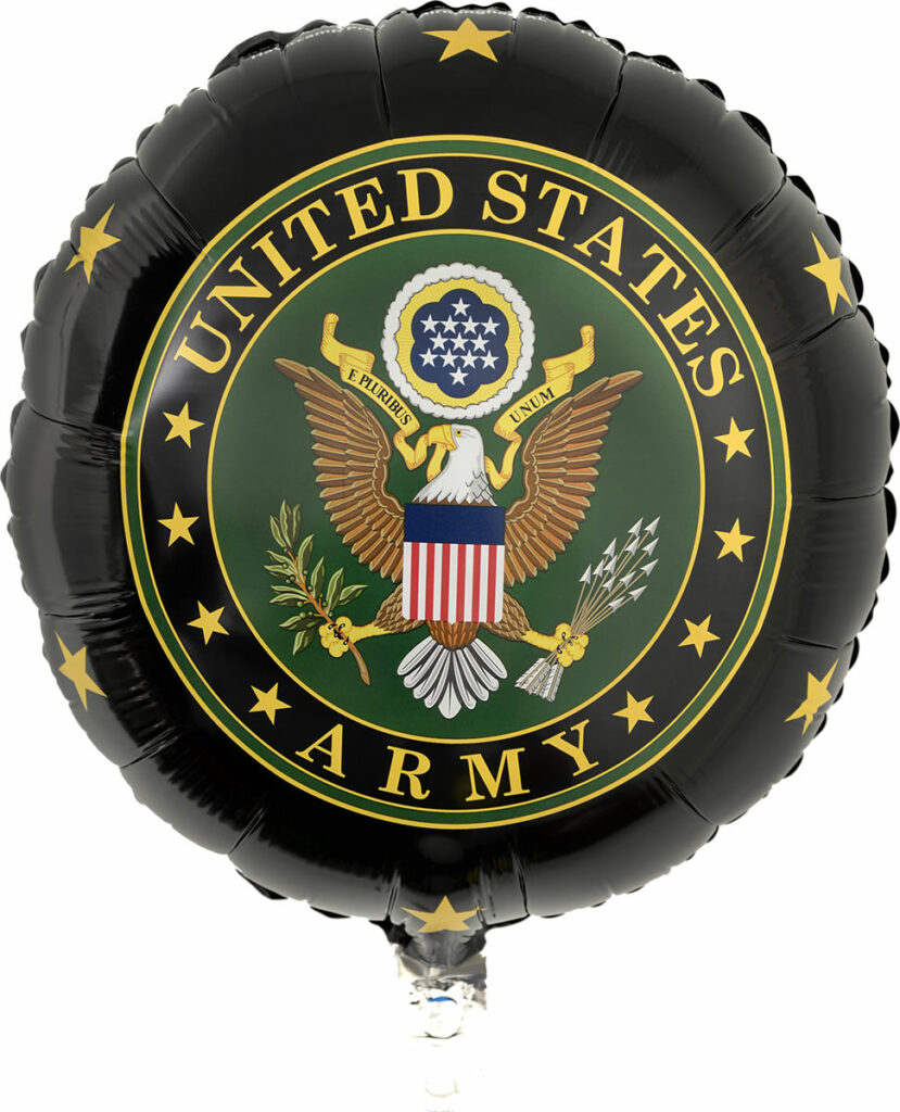 US Army – Balloon Mylar 18″ Round Army Crest – Havercamp Party Products