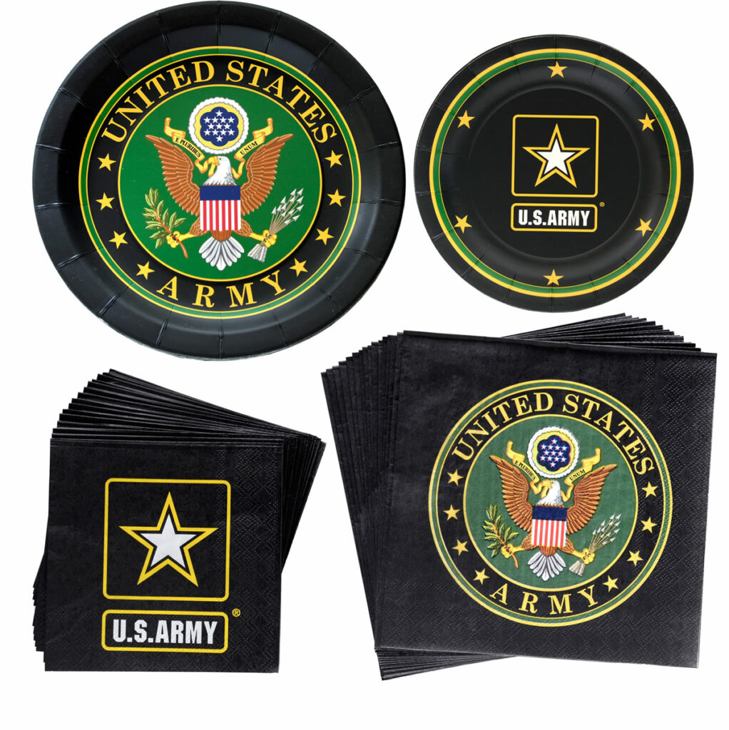 US Army – Plates Round 7″ Army Seal 8-pack – Havercamp Party Products